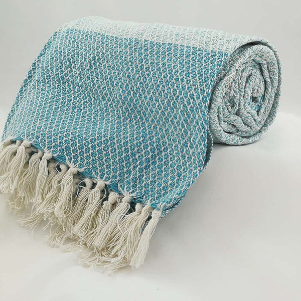 Cotton Diamond Throw - Teal – The Outdoor Table